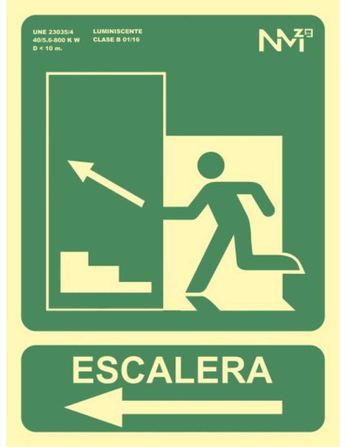 CARTEL PVC VERDE SALIDA EMERGENCIA ESCALERA