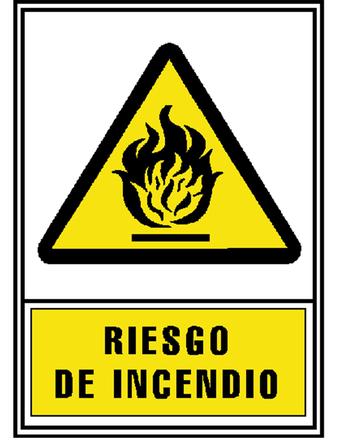 CARTEL PVC AMARILLO RIESGO INCENDIO